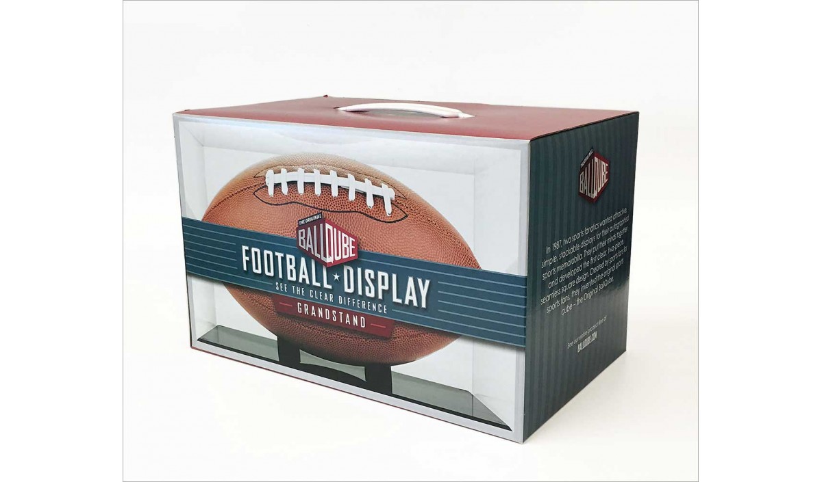BallQube Grand Stand Plastic Football Display Case : TAP Plastics